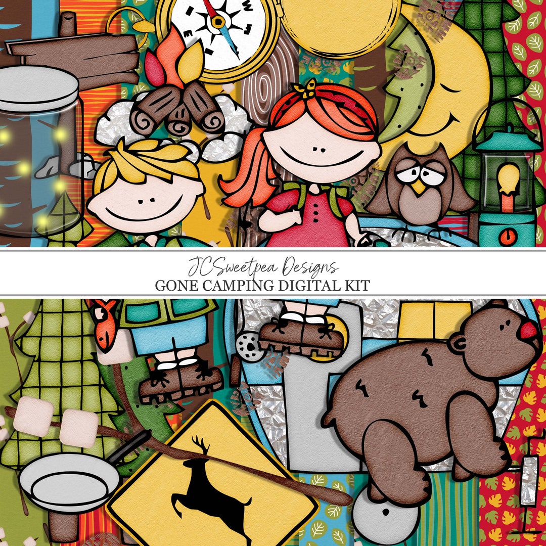 Gone Camping Digital Scrapbooking Kit - Etsy