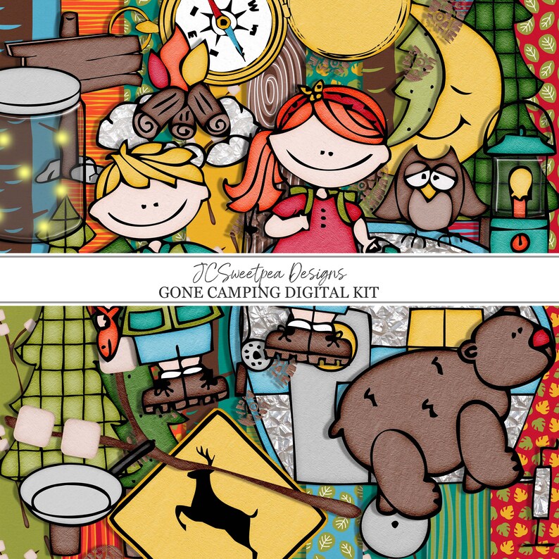 Gone Camping Digital Scrapbooking Kit - Etsy