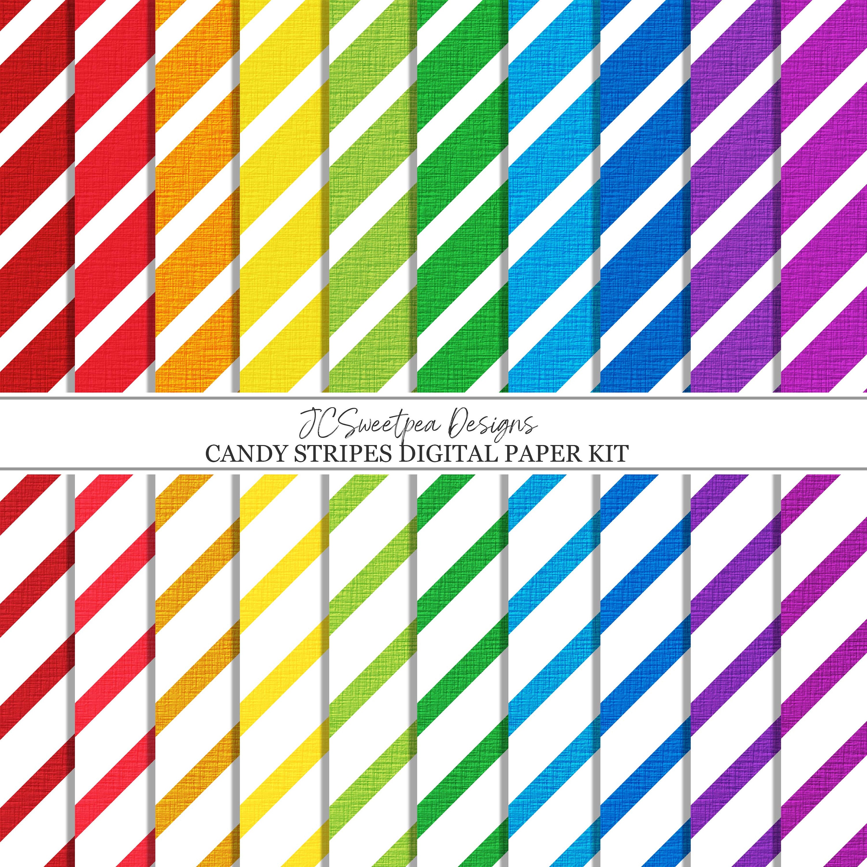 Candy Stripe Scrapbooking Paper Set - Etsy