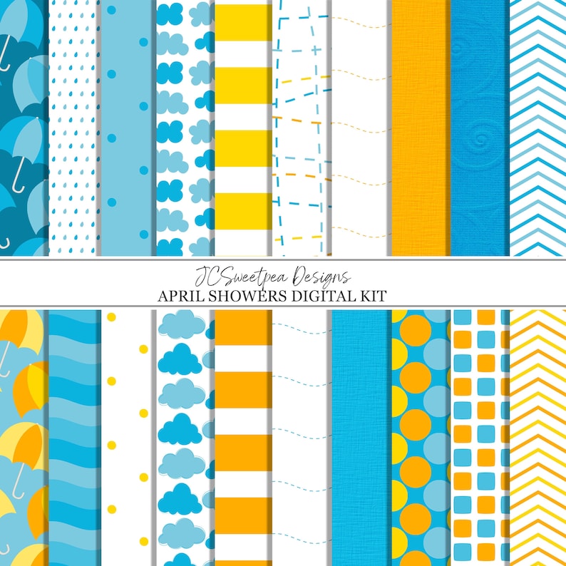 April Showers Digital Scrapbooking Kit - Etsy