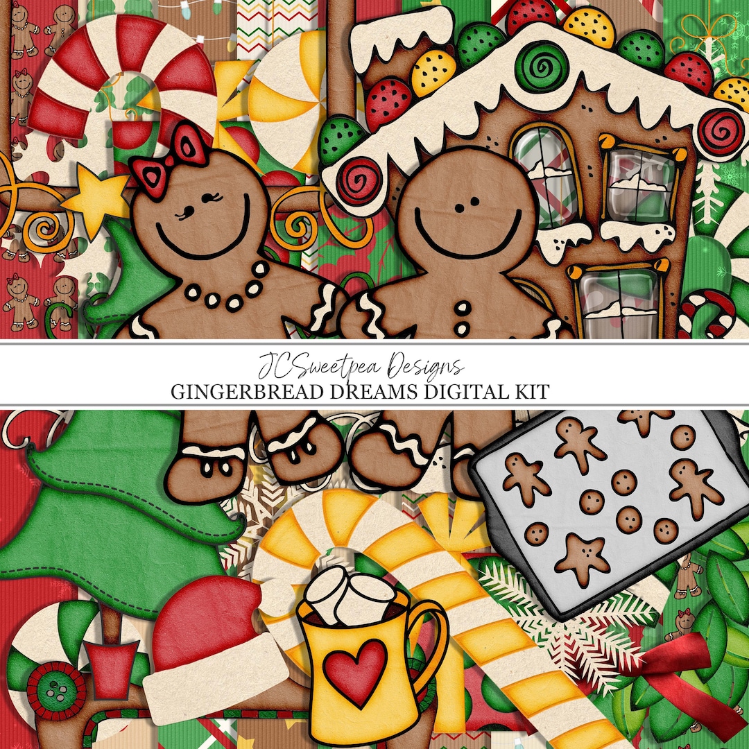 Gingerbread Dreams Digital Scrapbook Kit - Christmas - Etsy