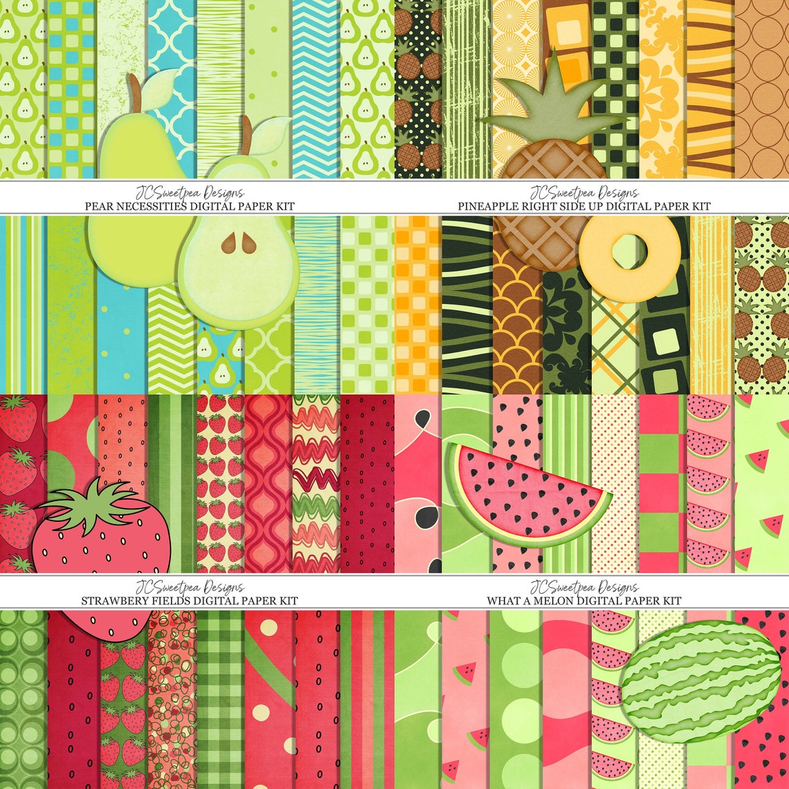 Fruit Salad Digital Scrapbooking Paper Superpack - Etsy