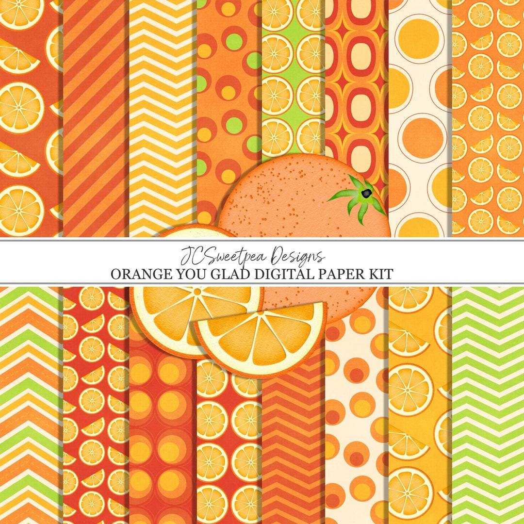 Orange You Glad Digital Scrapbooking Paper Kit - Etsy