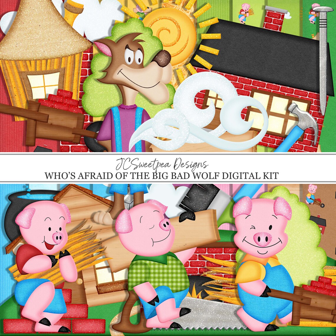 Who's Afraid of the Big Bad Wolf Digital Scrapbooking Kit - Etsy