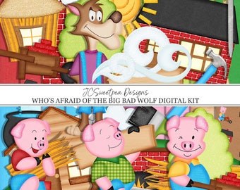 Three Little Pigs Clipart Nursery Rhyme Fairy Tale Graphics Big Bad ...