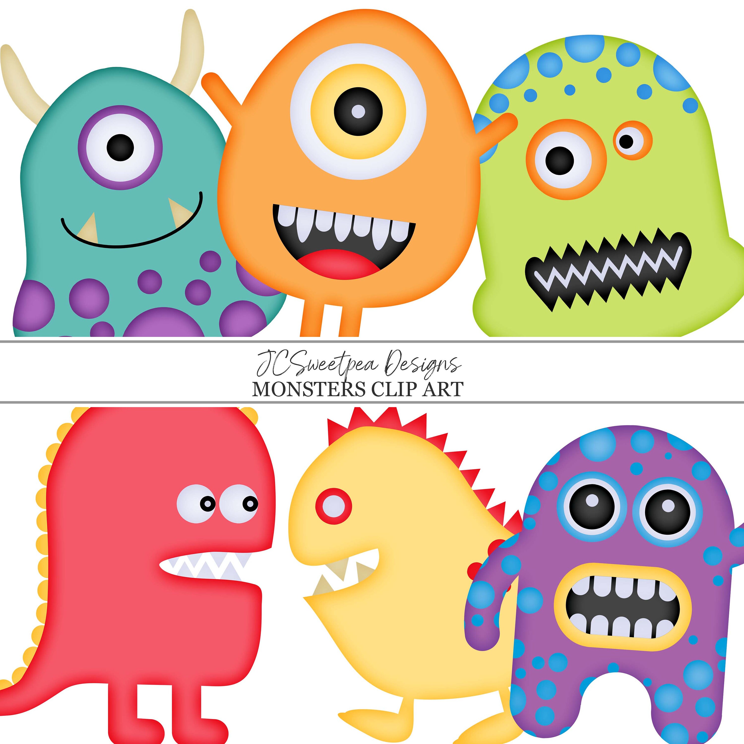 Monsters Clip Art Commercial or Personal Use - INSTANT DOWNLOAD - Etsy