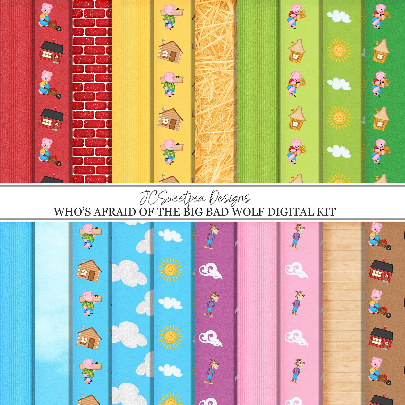 Who's Afraid of the Big Bad Wolf Digital Scrapbooking Kit - Etsy