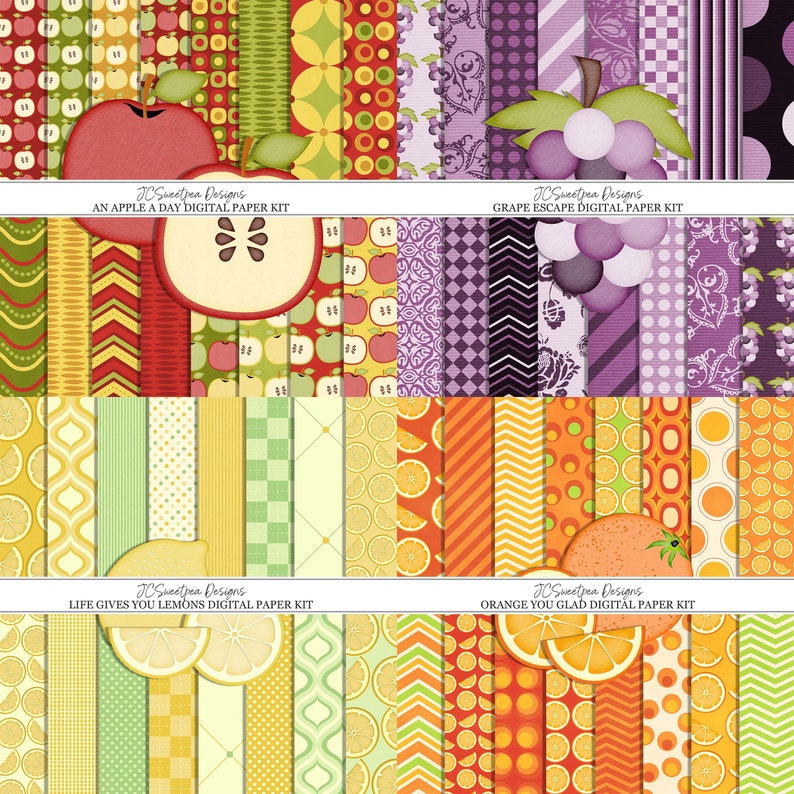 Fruit Salad Digital Scrapbooking Paper Superpack - Etsy