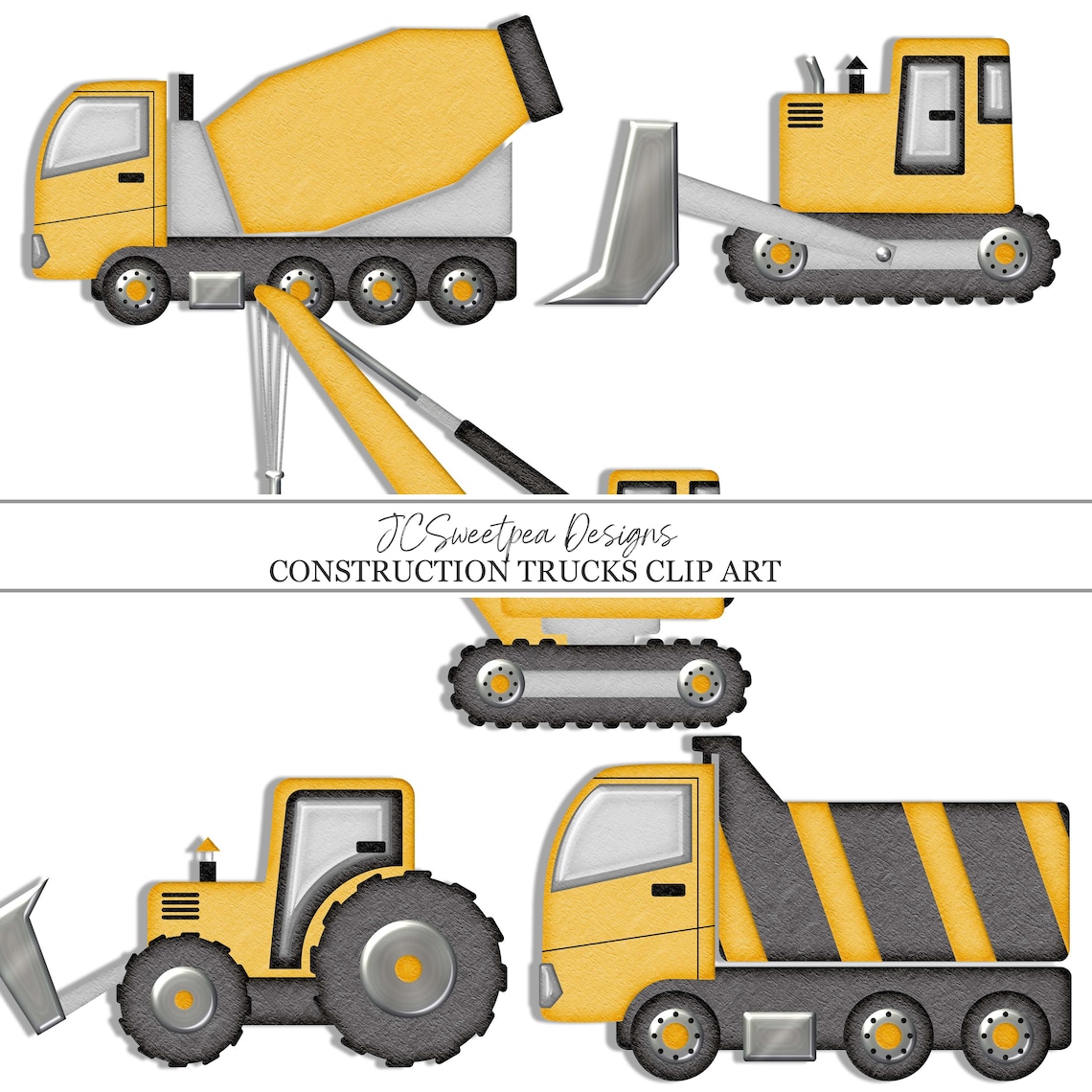 Construction Trucks Clip Art for Personal or Commercial Use - INSTANT ...