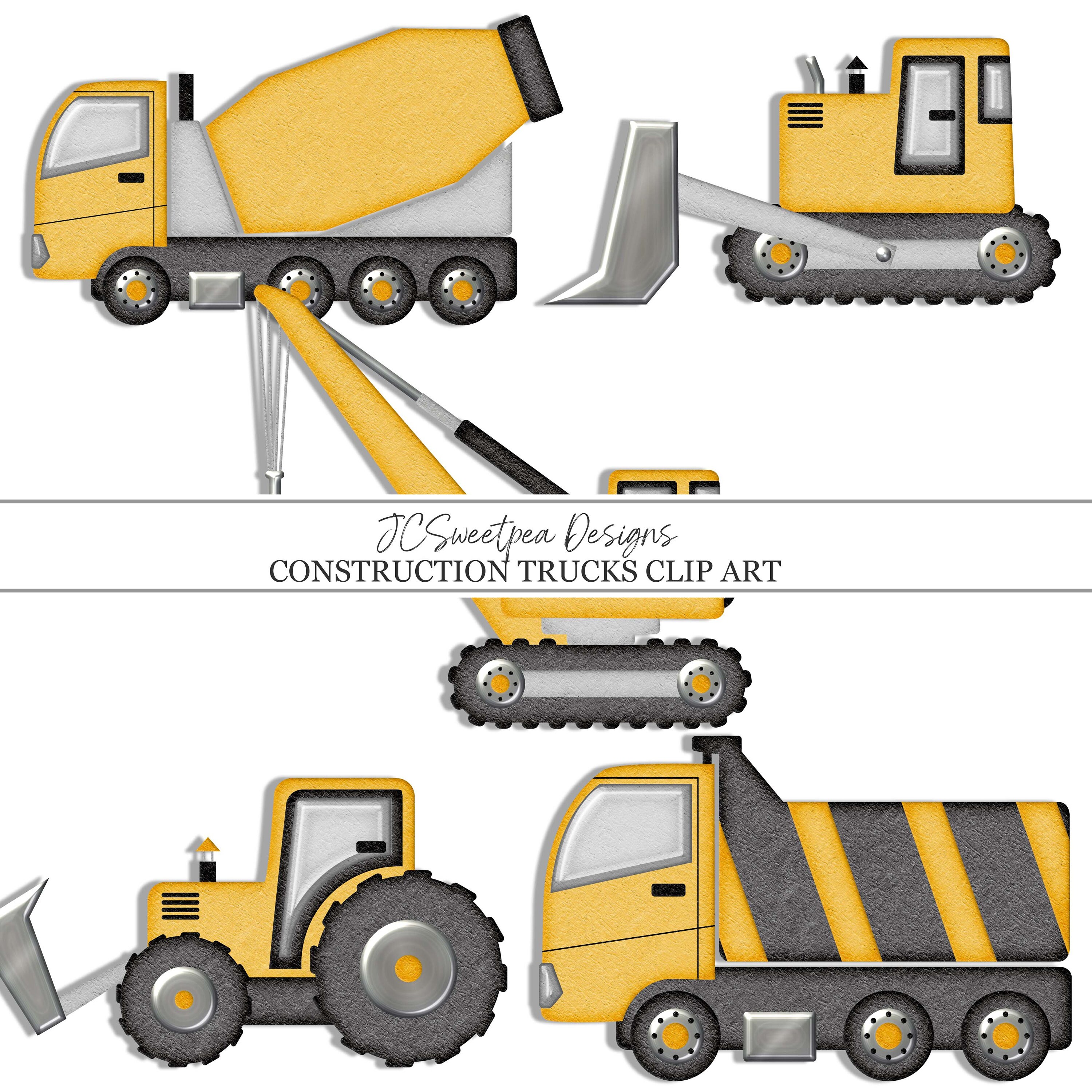 Construction Trucks Clip Art for Personal or Commercial Use - INSTANT ...