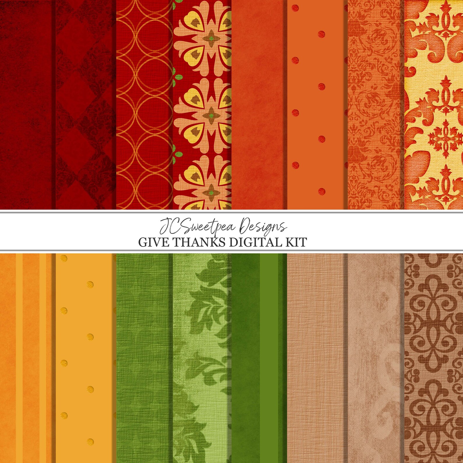 Give Thanks Digital Scrapbooking Kit Thanksgiving - Etsy
