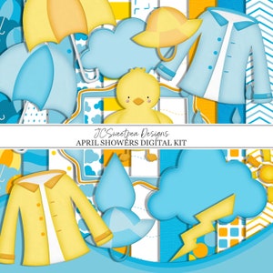 April Showers Digital Scrapbooking Kit - Etsy
