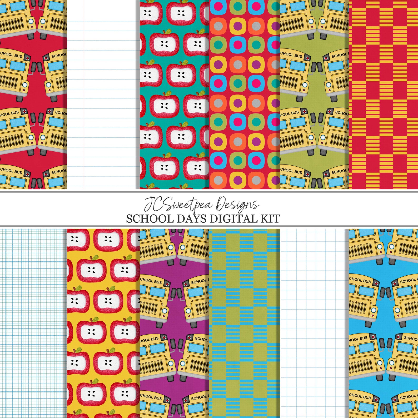 School Days Digital Scrapbooking Kit - Etsy