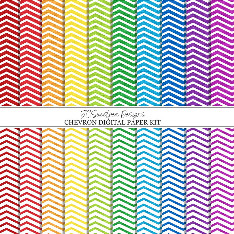 Chevron Digital Scrapbooking Paper Set - Etsy