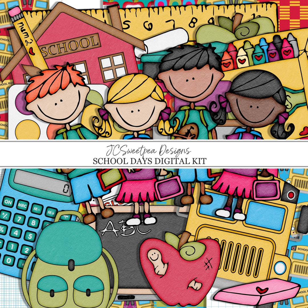 School Days Digital Scrapbooking Kit - Etsy