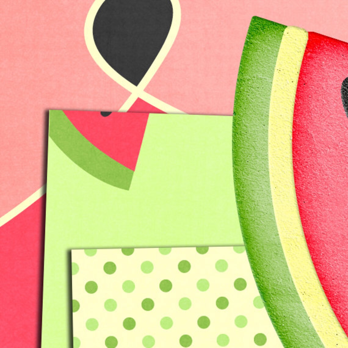 What A Melon Watermelon Digital Scrapbooking Paper Kit - Etsy