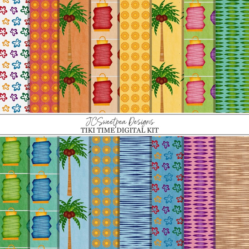 Tiki Time Digital Scrapbooking Kit - Etsy