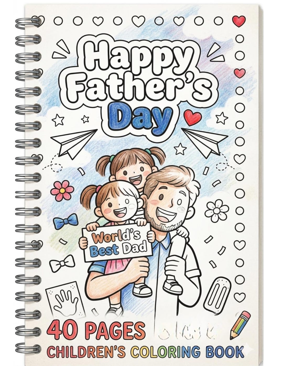 Father's Day Coloring Book, 40 Pages Children's Activity (digital ...