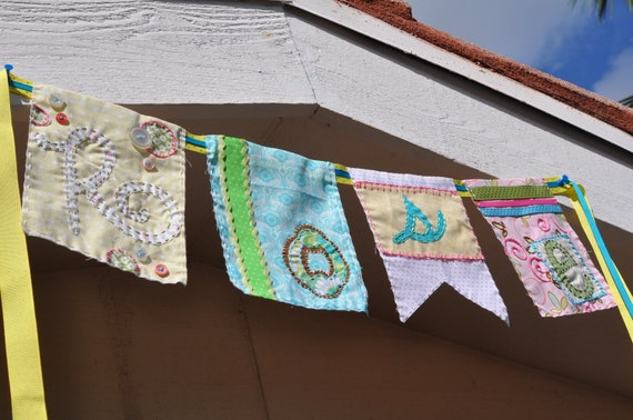 Items similar to Hand Stitched Fabric Banners...Custom Name on Etsy