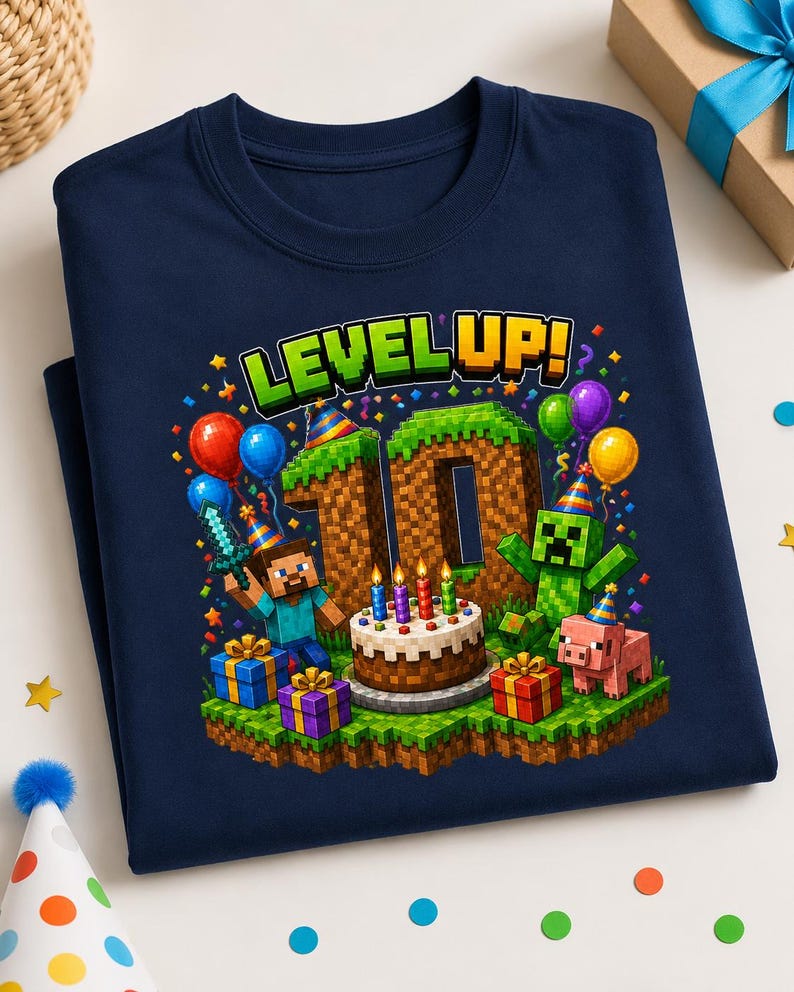 Pixel Game Birthday PNG Bundle, Gamer Party Clipart, Level up ...