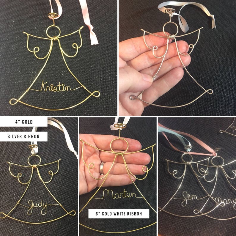 Customized Wire Wrapped Angel Ornament, Personalized Name Christmas ...