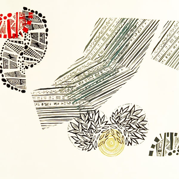 Abstract Lino Cut - Etsy