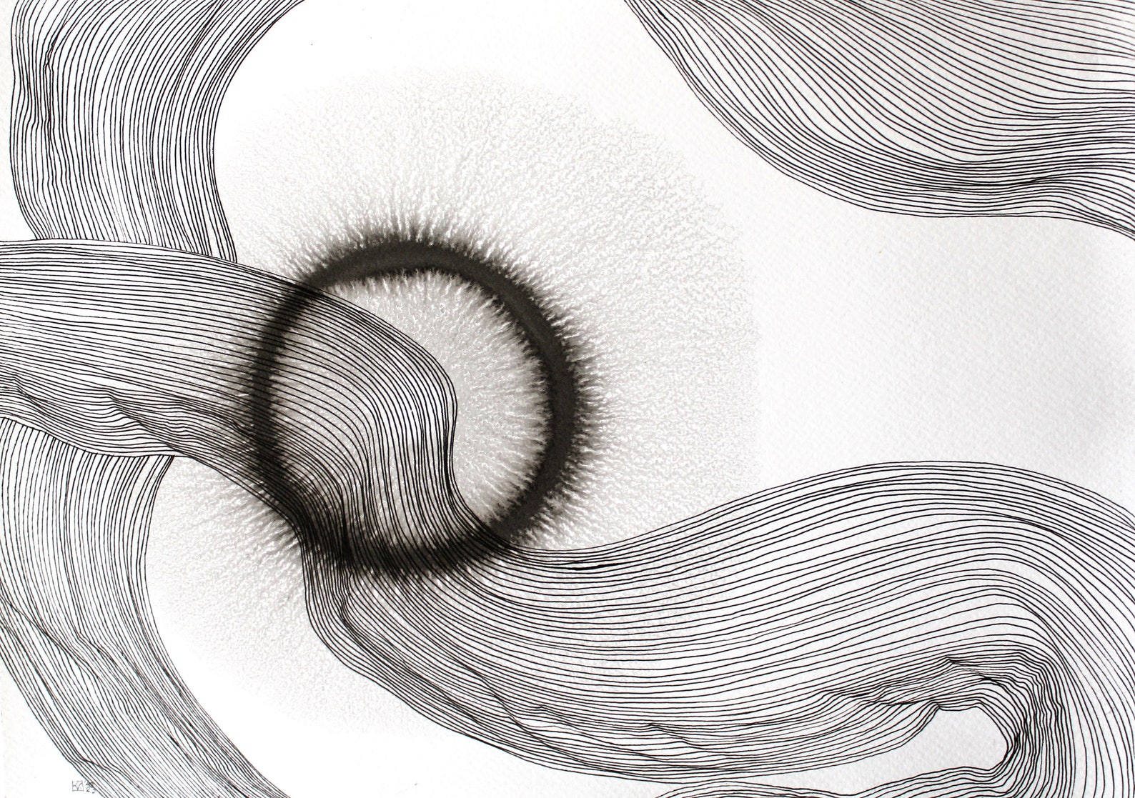 Flow of Lines Abstract Ink Original Art on Paper 35 X 25 Cm - Etsy