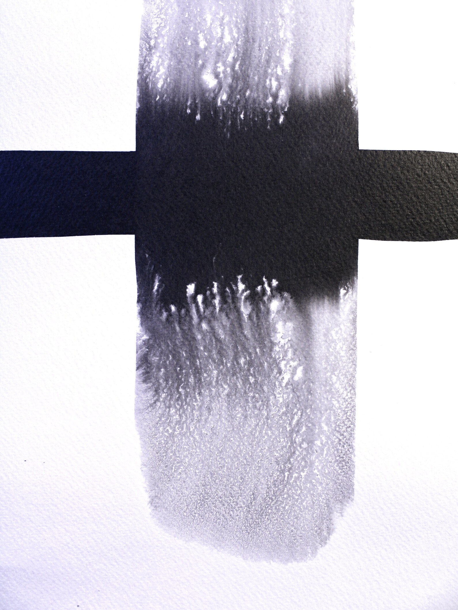 Black Cross Original Ink Painting, Minimalist Abstract Art 35 X 25 Cm ...