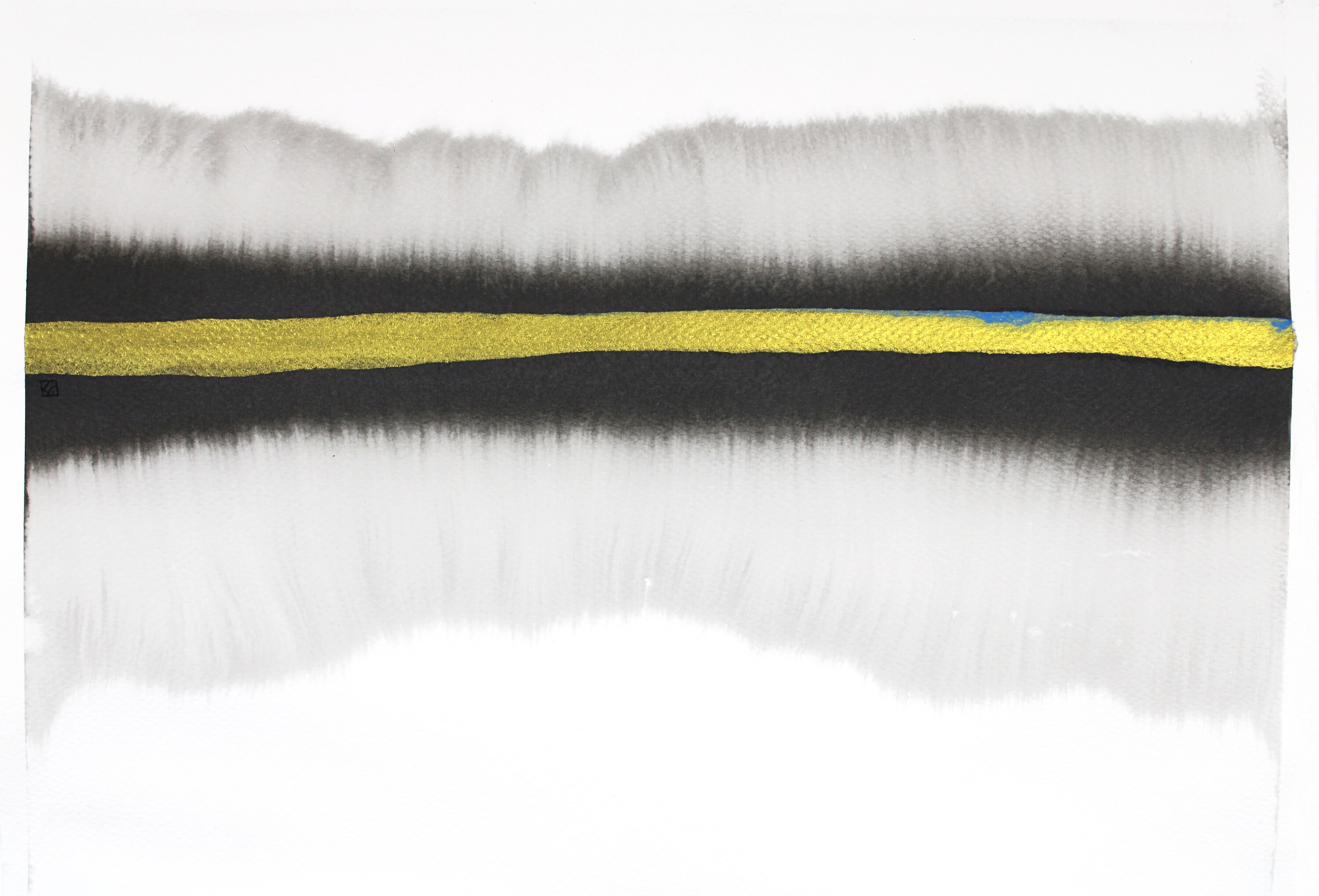 Original Minimalist Ink Painting With Gold 36 X 26 Cm - Etsy
