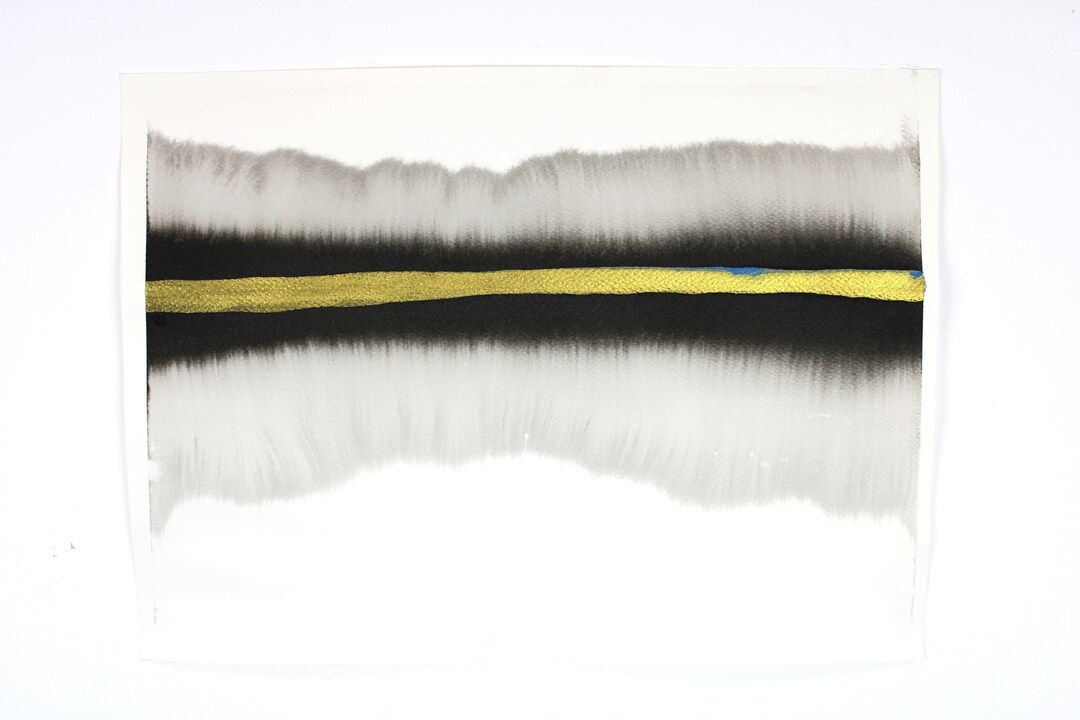 Original Minimalist Ink Painting With Gold 36 X 26 Cm - Etsy