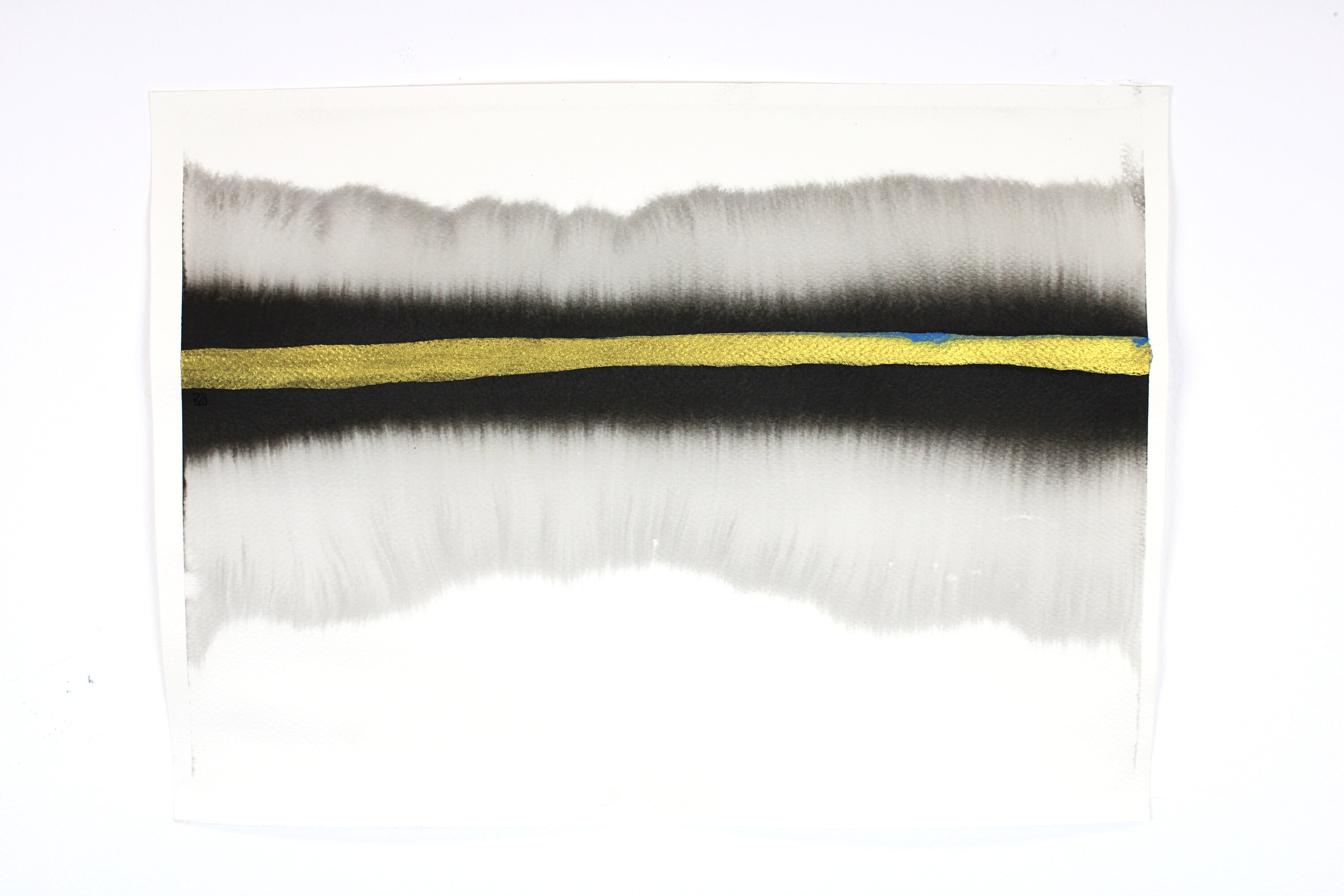 Original Minimalist Ink Painting With Gold 36 X 26 Cm - Etsy