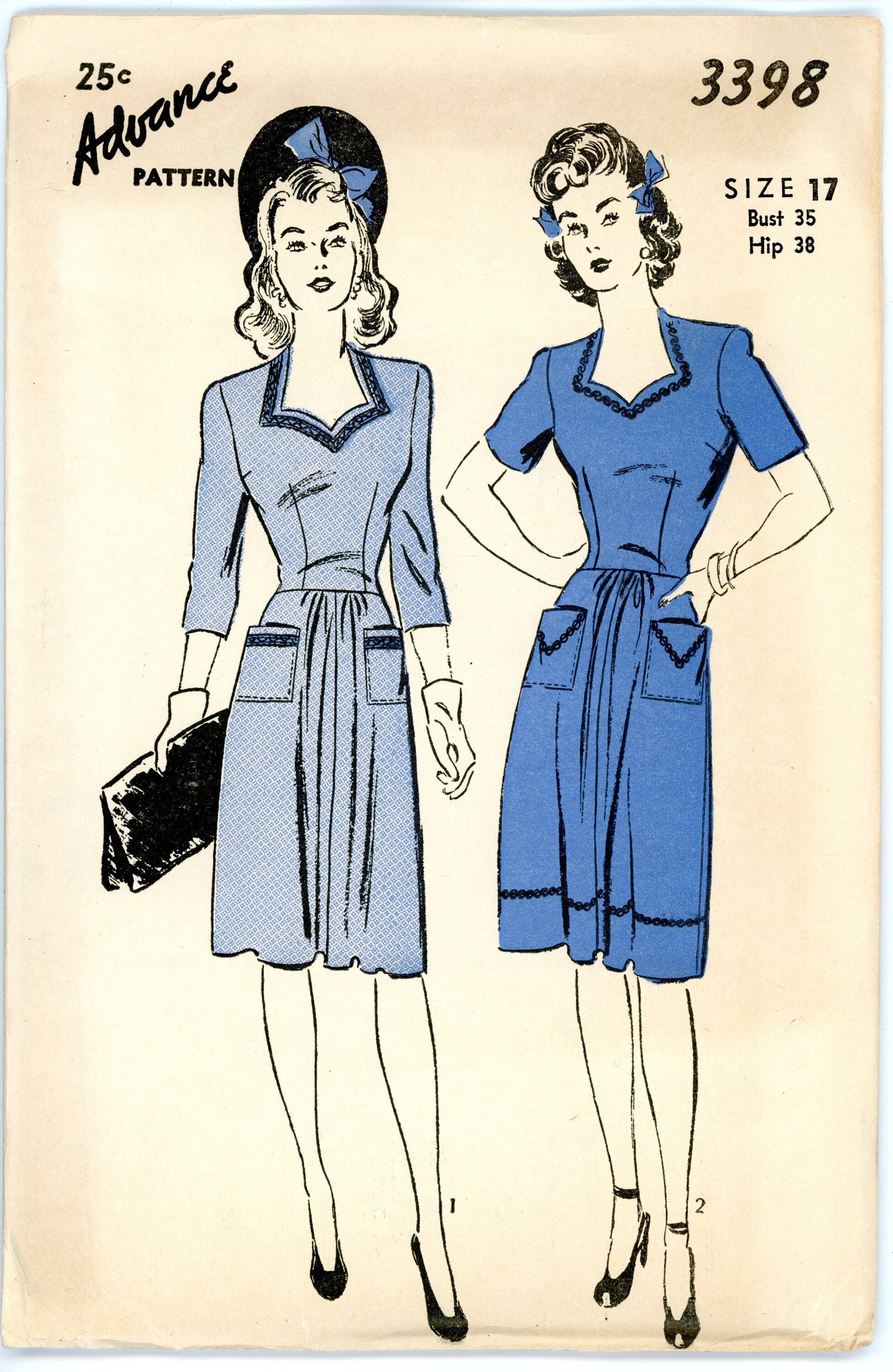 Vintage Advance Pattern 3398 New Old Stock Ca. 1943 - Etsy