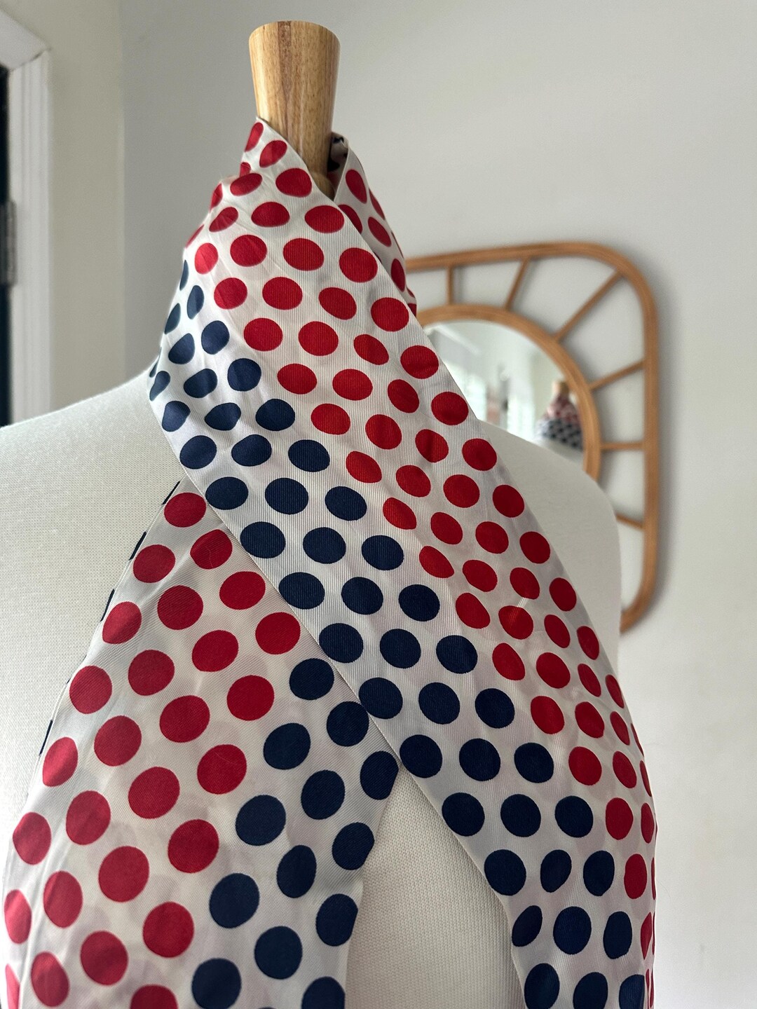 Vintage 1970s Patriotic Red-white-blue Scarf Sash - Polka Dots - Etsy