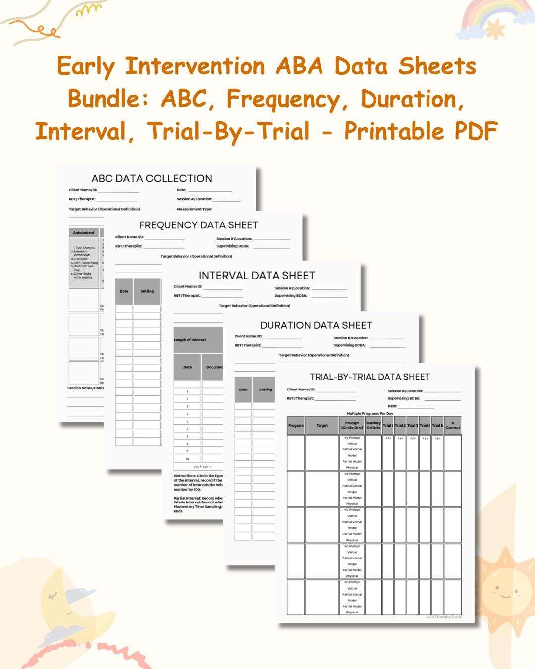 Early Intervention ABA Data Sheets Bundle - Etsy