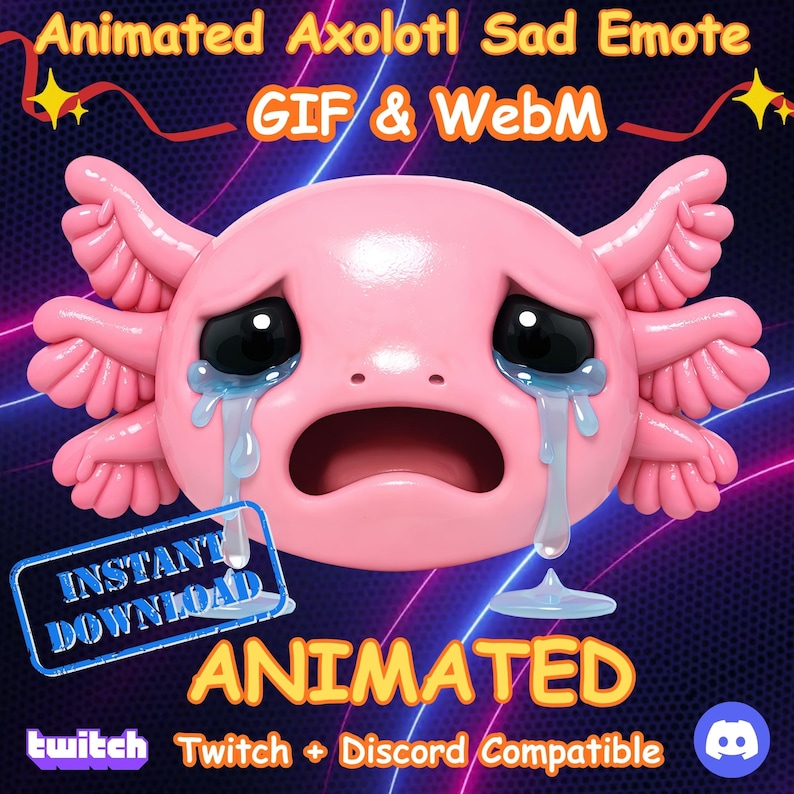 Animated Sad Crying Axolotl Salamander Emote Gif Webm Stream Alert for ...