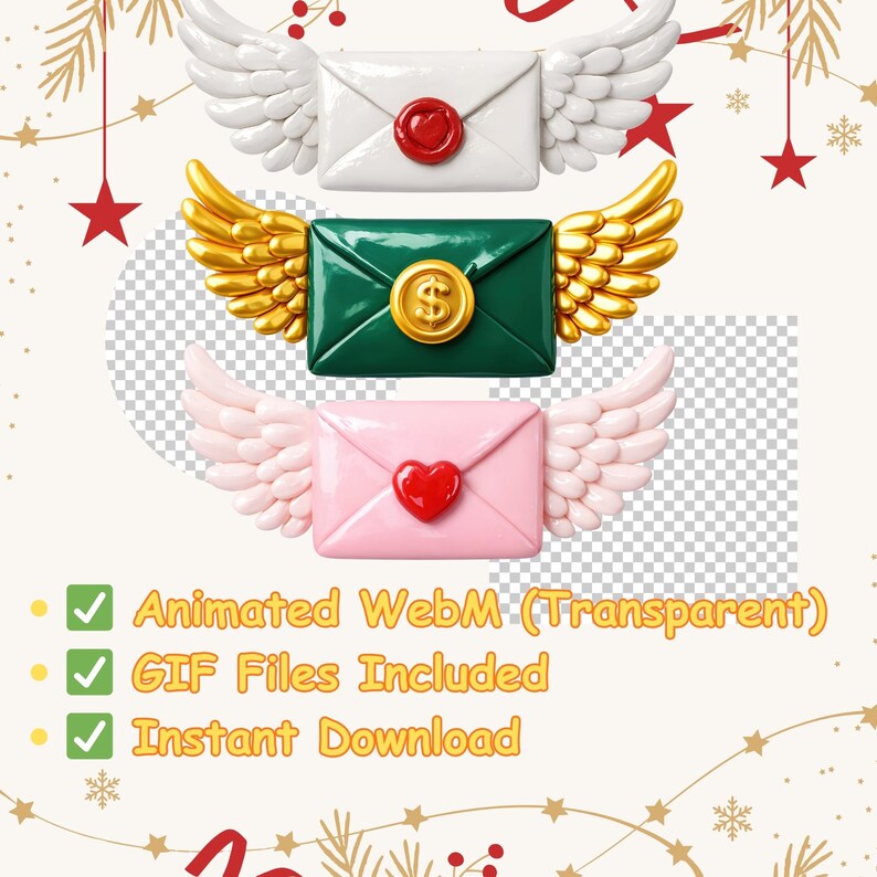 Animated Mail Icon Pack Flying Envelope Green Screen Digital Download ...