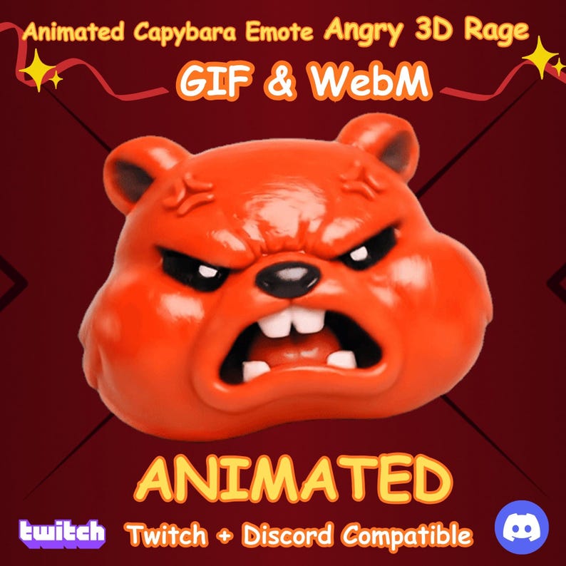 Capybara Rage Emote Animé Angry Twitch Discord GIF à télécharger - Etsy ...