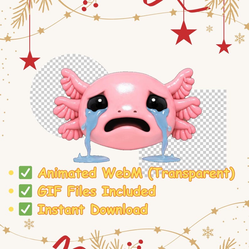 Animated Sad Crying Axolotl Salamander Emote Gif Webm Stream Alert for ...