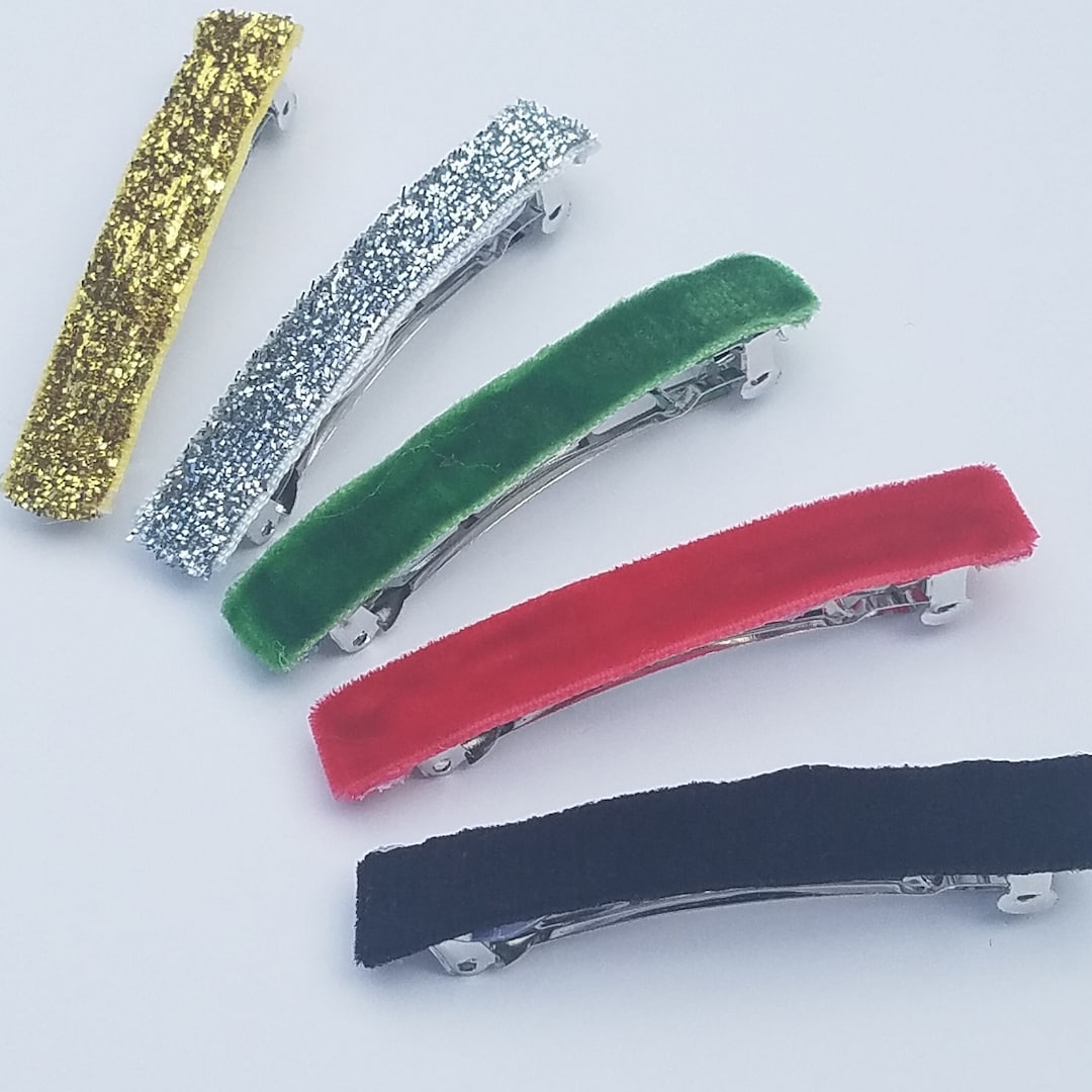 5 Pc Set, Velvet Holiday Classic Hair French Barrette Clip, Black ...