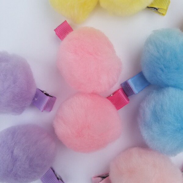 Pom Pom Hair Clips - Etsy