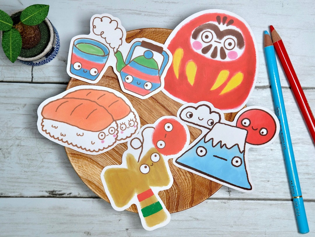 Set of 5 Japanese Stickers - Cute Japan Laptop Sticker - Die Cut ...