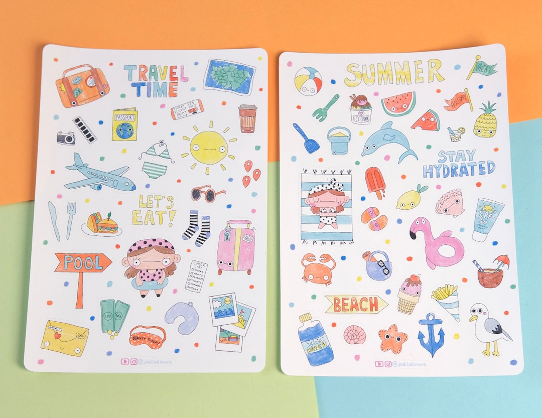 Summer Travel Sticker Sheet: A6 Journal Stickers - Etsy