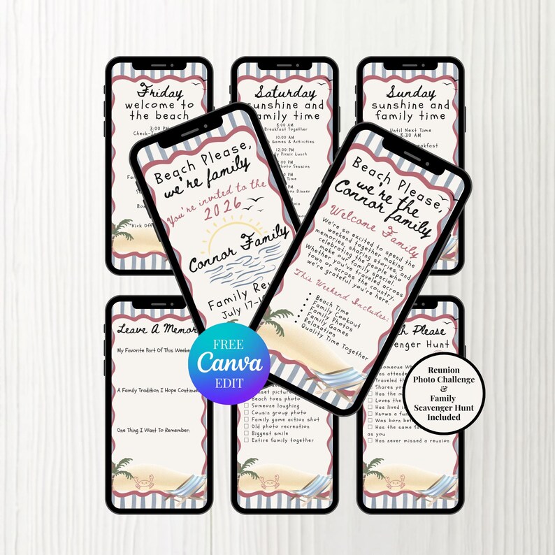 2026 Family Reunion Weekend Itinerary Template, Family Beach Trip ...