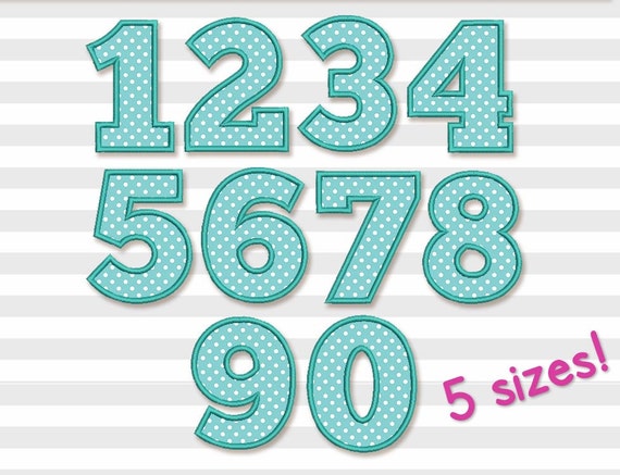 Birthday Numbers Set Applique Machine Embroidery Design 5 sizes BS004 ...