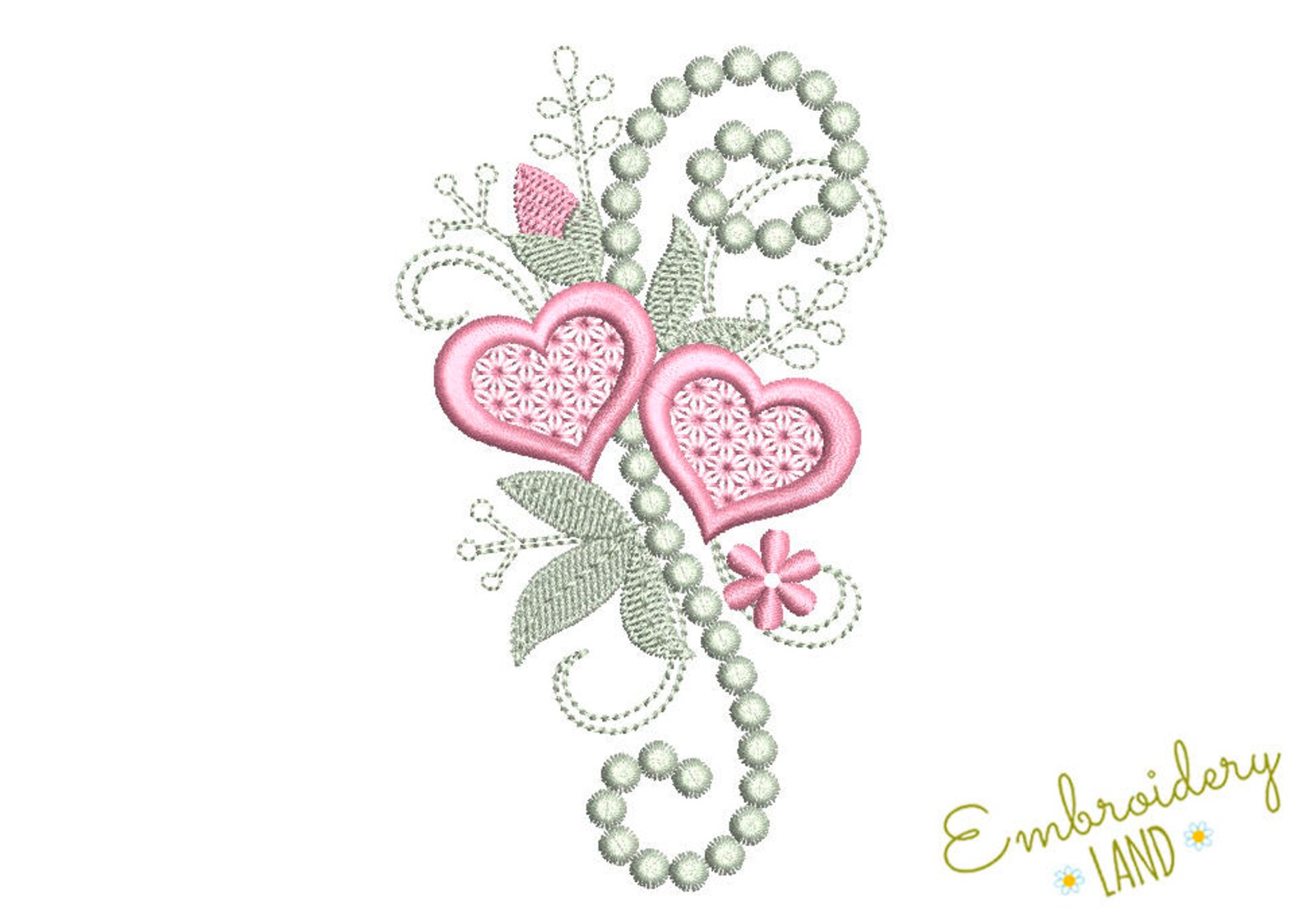 Two Hearts Valentine's Day Whimsical Embroidery Design | Etsy