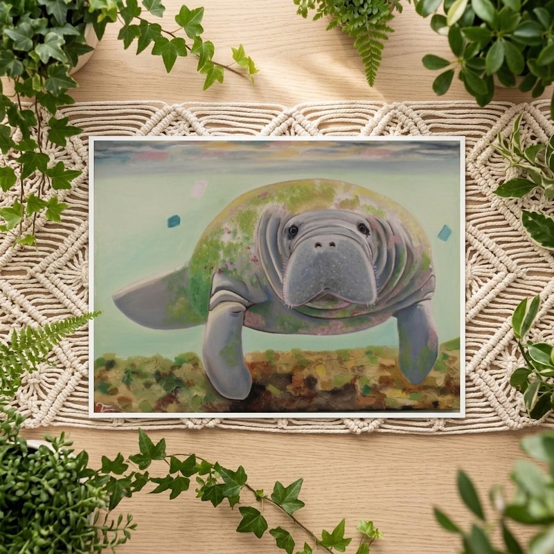 Oil Painting Manatee - Etsy