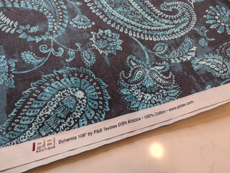 Bohemia Teal 108 Backing, Fabric by the Yard, by P&B Textiles. Sold at ...