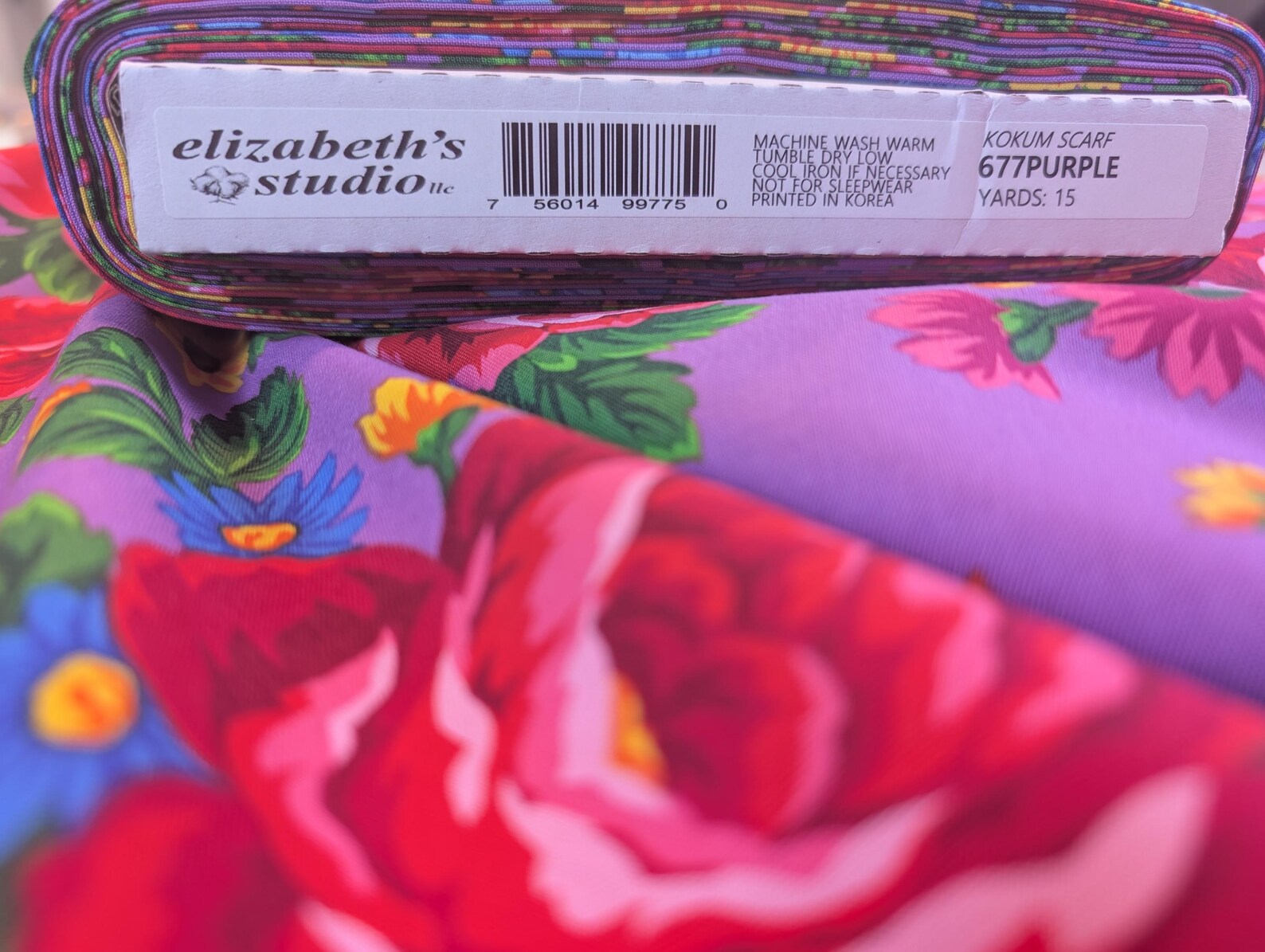 Native Floral Cotton Fabric: Purple Kokum Scarf Print by Elizabeth ...
