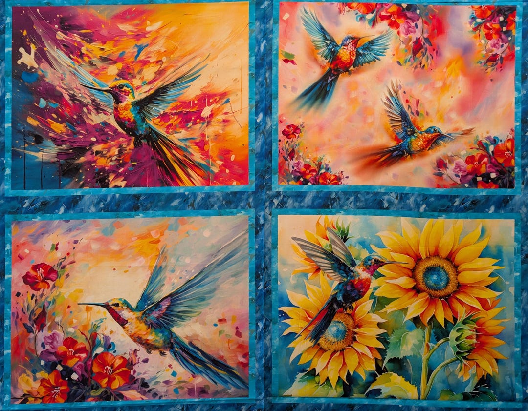 Hummingbird Bouquet Quilting Panel From 3 Wishes Fabric. Sold at Fabric ...