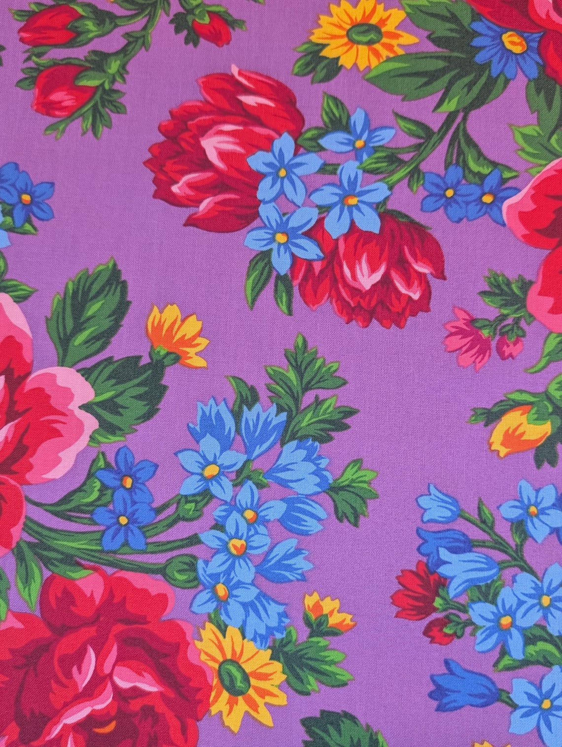 Native Floral Cotton Fabric: Purple Kokum Scarf Print by Elizabeth ...